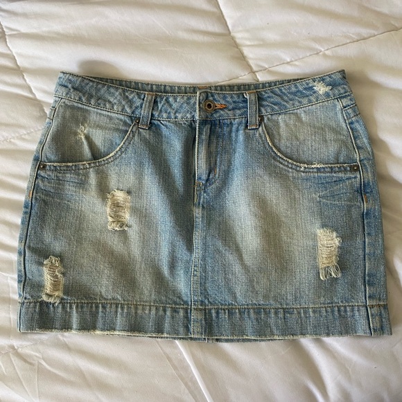 Guess | Skirts | Y2k Denim Mini Skirt Distressed 28 Inch Waist | Poshmark